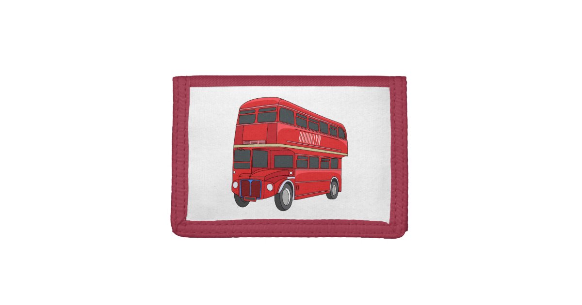 Double-decker bus cartoon illustration trifold wallet | Zazzle