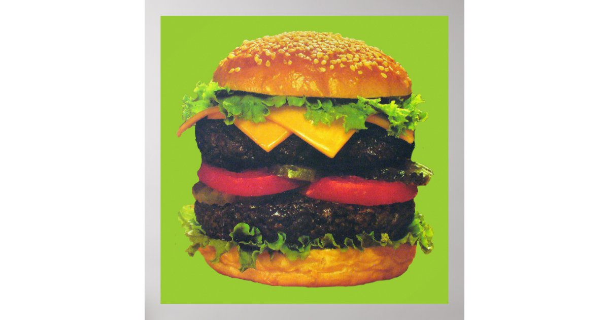 Double Deluxe Hamburger with Cheese Poster | Zazzle
