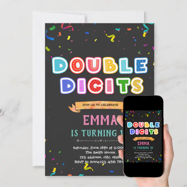 Double digits 10th birthday card | Zazzle
