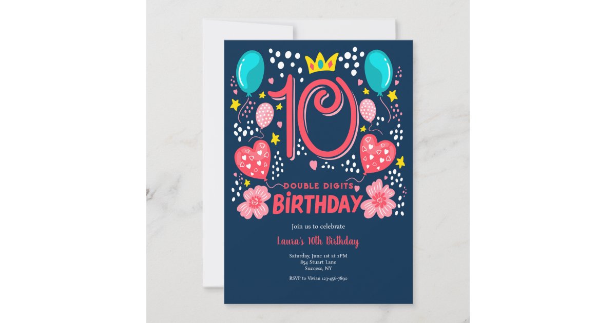 Double Digits Birthday Invitation | Zazzle