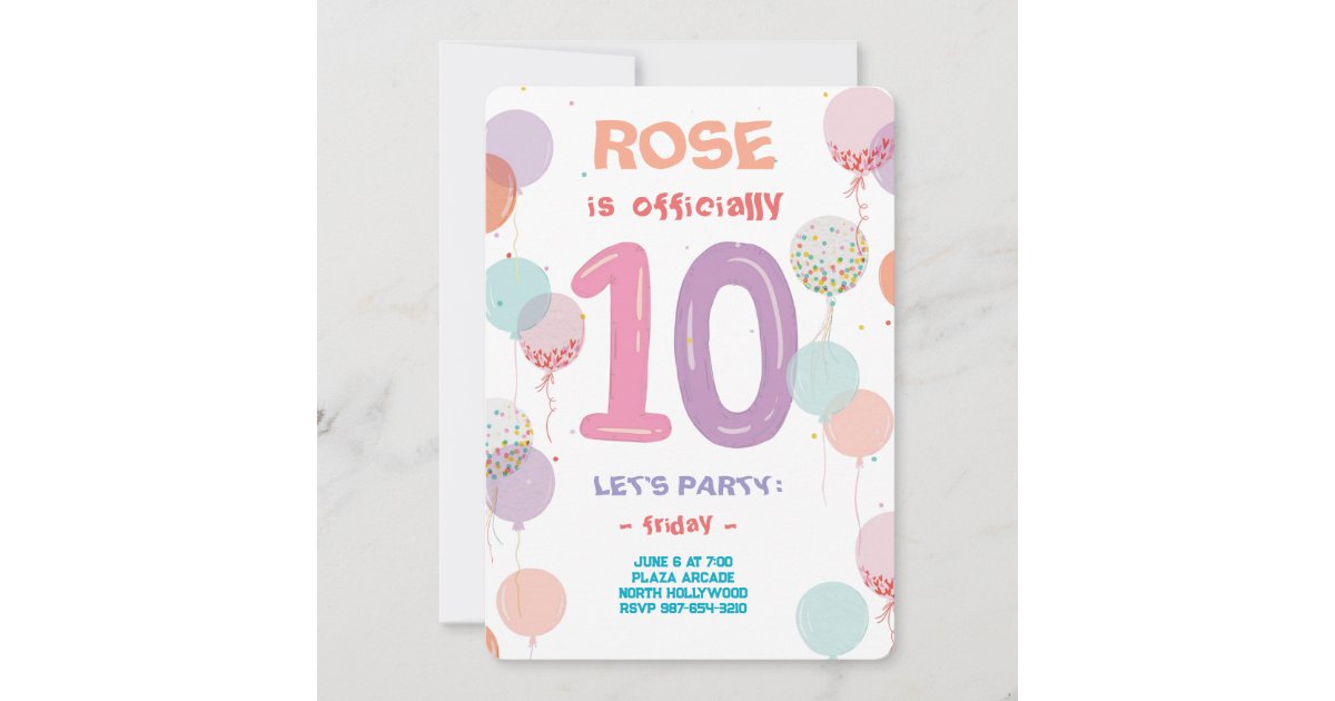 Double Digits Celebration Bash Invitation | Zazzle
