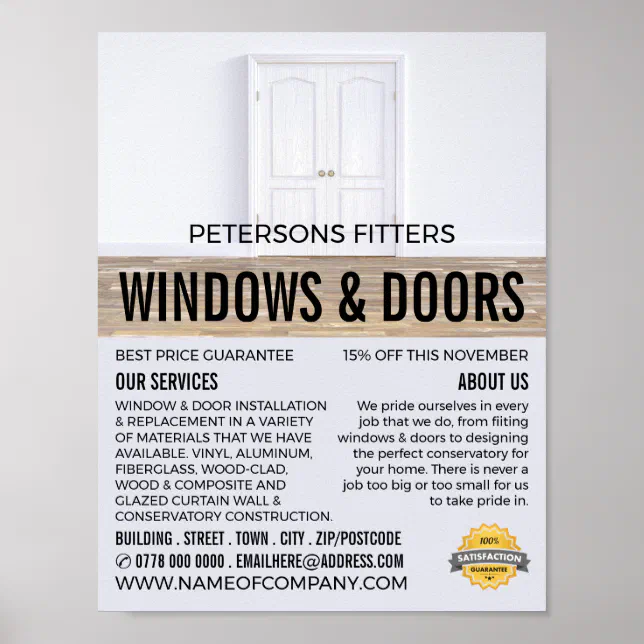 Double Doors, Window & Door Fitter Company Poster | Zazzle