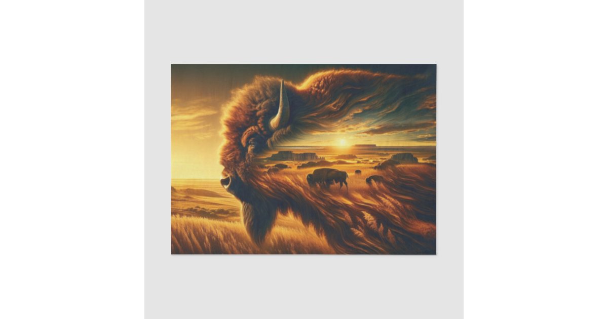 Double Exposure American Plains Bison Tissue Paper | Zazzle