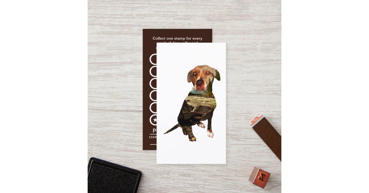 double exposure dog punch card | Zazzle