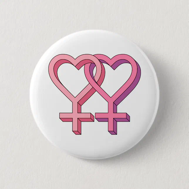 Double Female Hearts Symbol Button | Zazzle
