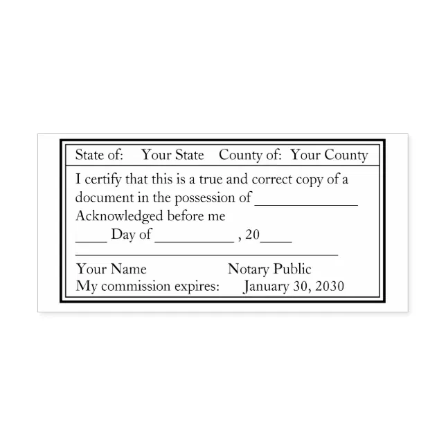 Double Framed Notary Public Copy Stamp | Zazzle