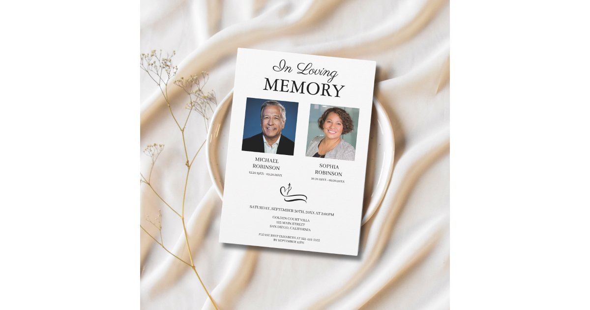 Double Funeral Memorial Photo Invitation | Zazzle