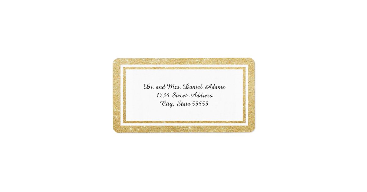 Double Gold Glitter Trim - Address Label | Zazzle