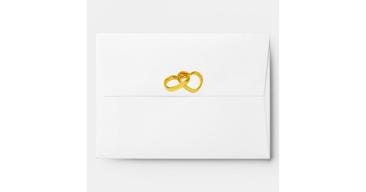 Double Gold Wedding Ring Wedding Invitation Envelo Envelope | Zazzle