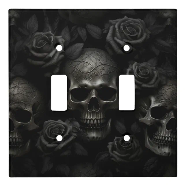 Double Gothic Skulls and Roses Light Switch Cover | Zazzle