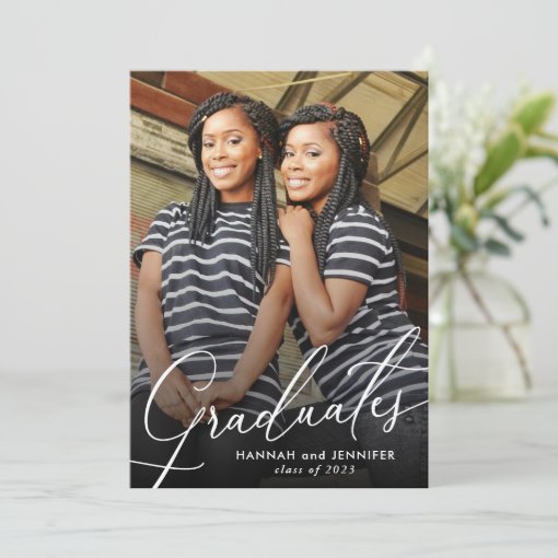 Double Graduates Two Graduates Party Invitation | Zazzle