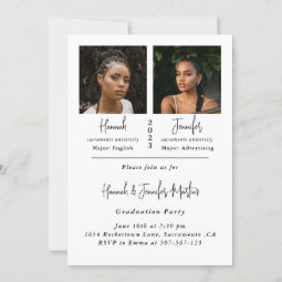 Double Graduates Two Graduates Party Invitation | Zazzle