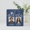 Double Graduation 2 Grads & 4 Photos Navy & White Announcement | Zazzle