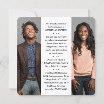 Double Graduation 2 Graduates and 4 Photos Joint Announcement | Zazzle