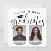Double Graduation 2 Graduates and 4 Photos Joint Announcement | Zazzle