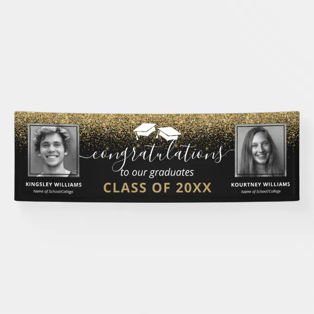 Double Graduation 2 Photo Banner | Zazzle