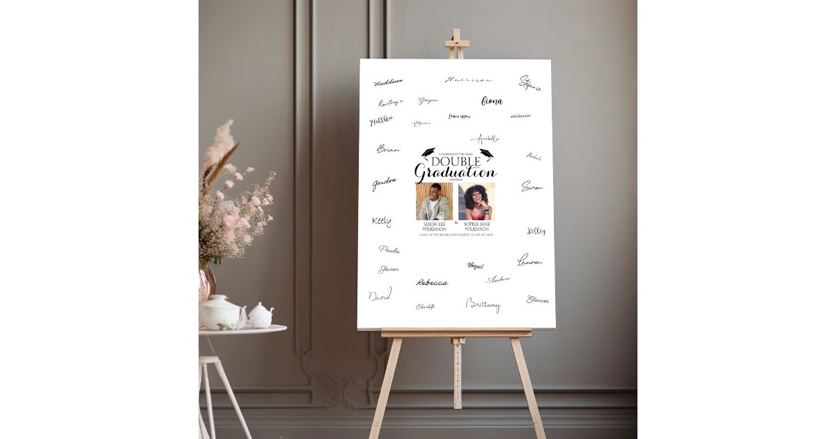 Double Graduation 2 Photo Graduation Signature Foam Board | Zazzle