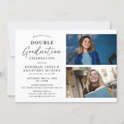 Double Graduation Celebration Graduate Photo Invitation | Zazzle