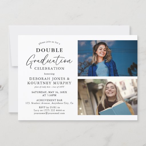 Double Graduation Celebration Graduate Photo Invitation | Zazzle