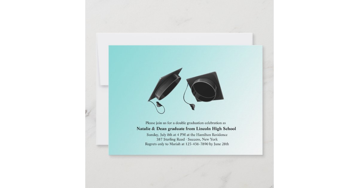 Double Graduation Hat Toss Invitation | Zazzle
