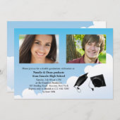 Double Graduation Hat Toss Photo Invitation | Zazzle