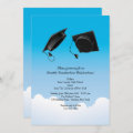 Double Graduation Hat Toss Vertical Black Invitation | Zazzle