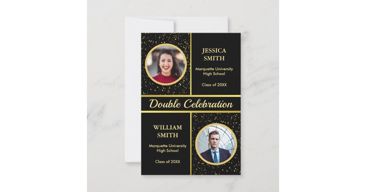 Double Graduation Party For Two Graduates 2 Photos Invitation | Zazzle.com