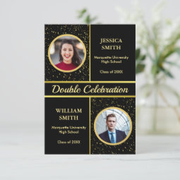 Double Graduation Party For Two Graduates 2 Photos Invitation | Zazzle