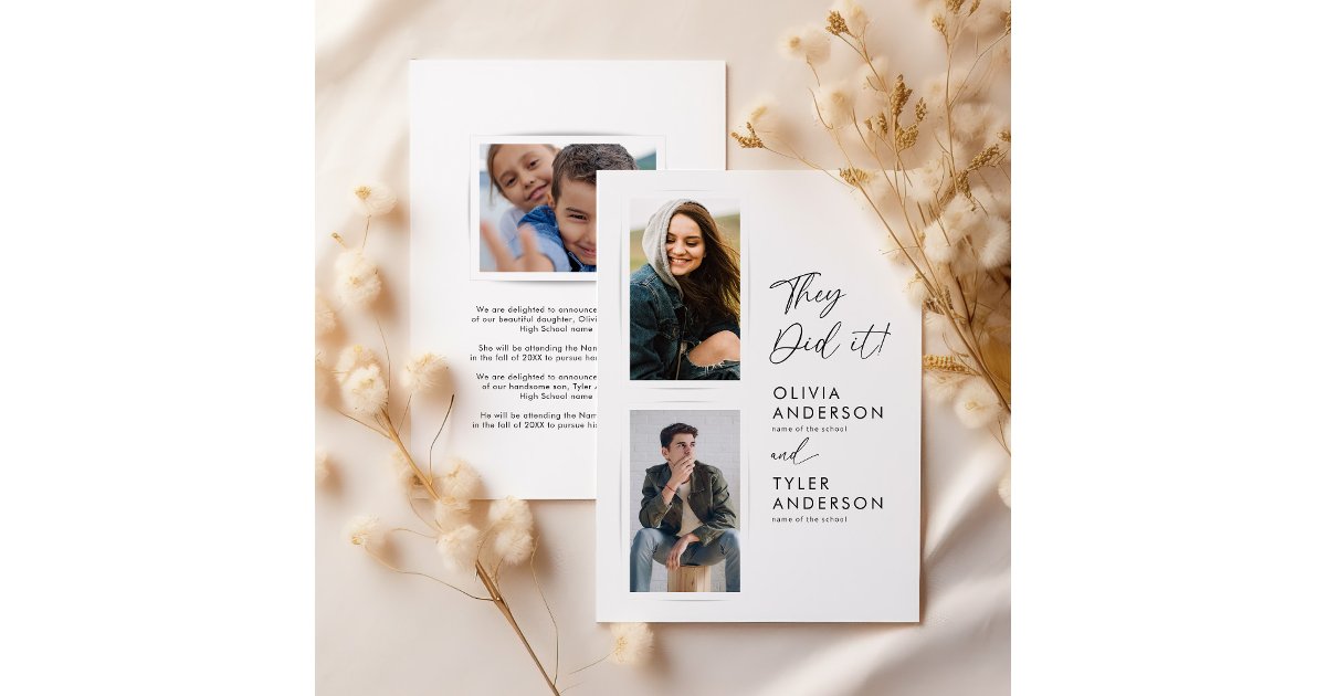 Double Graduation Photo Announcement | Zazzle