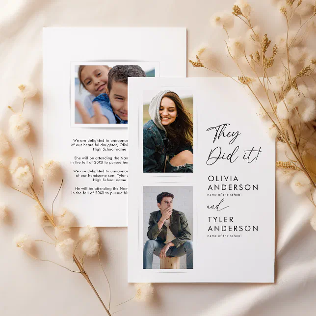 Double Graduation Photo Announcement | Zazzle