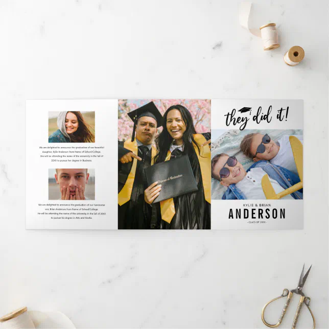 Double Graduation Photo Party Invitation | Zazzle