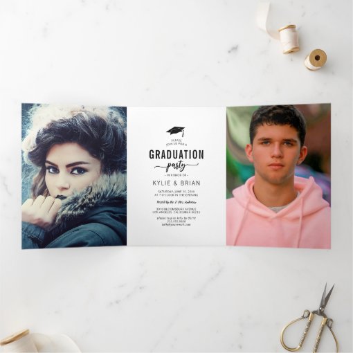 Double Graduation Photo Party Invitation | Zazzle