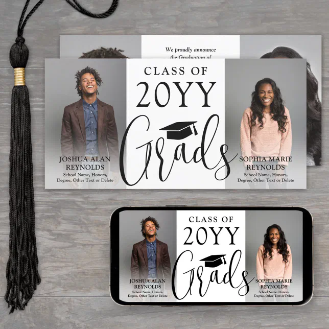 Double Graduation Two Graduates Photos Joint Announcement | Zazzle