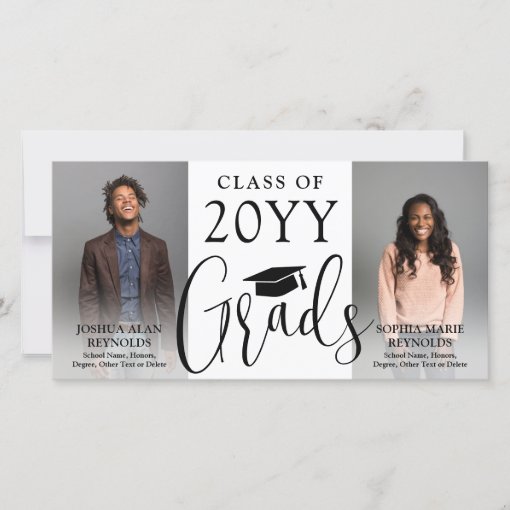 Double Graduation Two Graduates Photos Joint Announcement | Zazzle