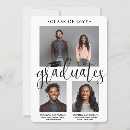 Double Graduation Two Graduates Photos Joint Party Invitation | Zazzle