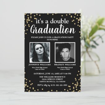 Double Graduation Two Photo Graduates Invitation | Zazzle