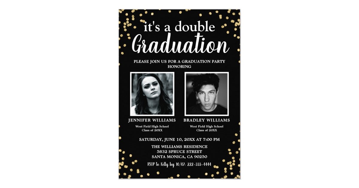 Double Graduation Two Photo Graduates Invitation | Zazzle.com