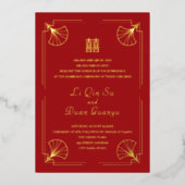 Double Happiness Red & Gold Chinese Wedding Real Foil Invitation | Zazzle
