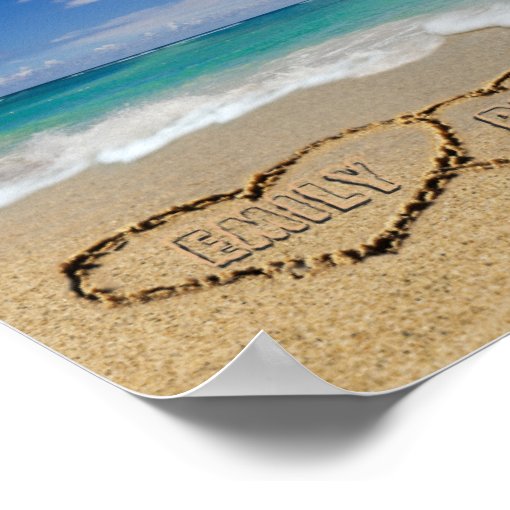 Double Heart Personalized Names In Sand Picture Poster | Zazzle