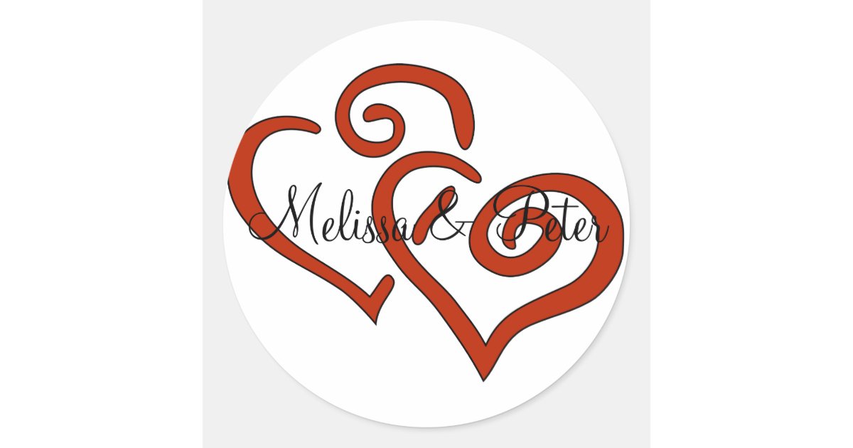 Double Hearts Seal Sticker | Zazzle