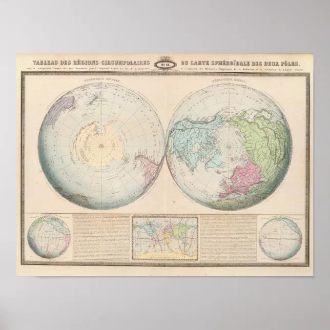 Double Hemisphere Map of the World Poster | Zazzle