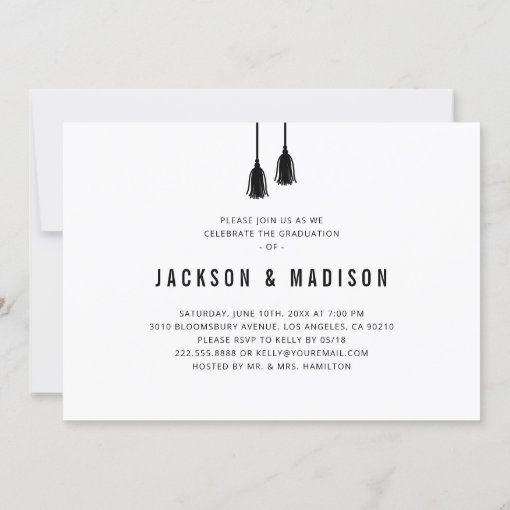 Double Joint Graduation Tassel Party Invitation | Zazzle