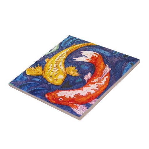 Double Koi Fish Design Tile | Zazzle