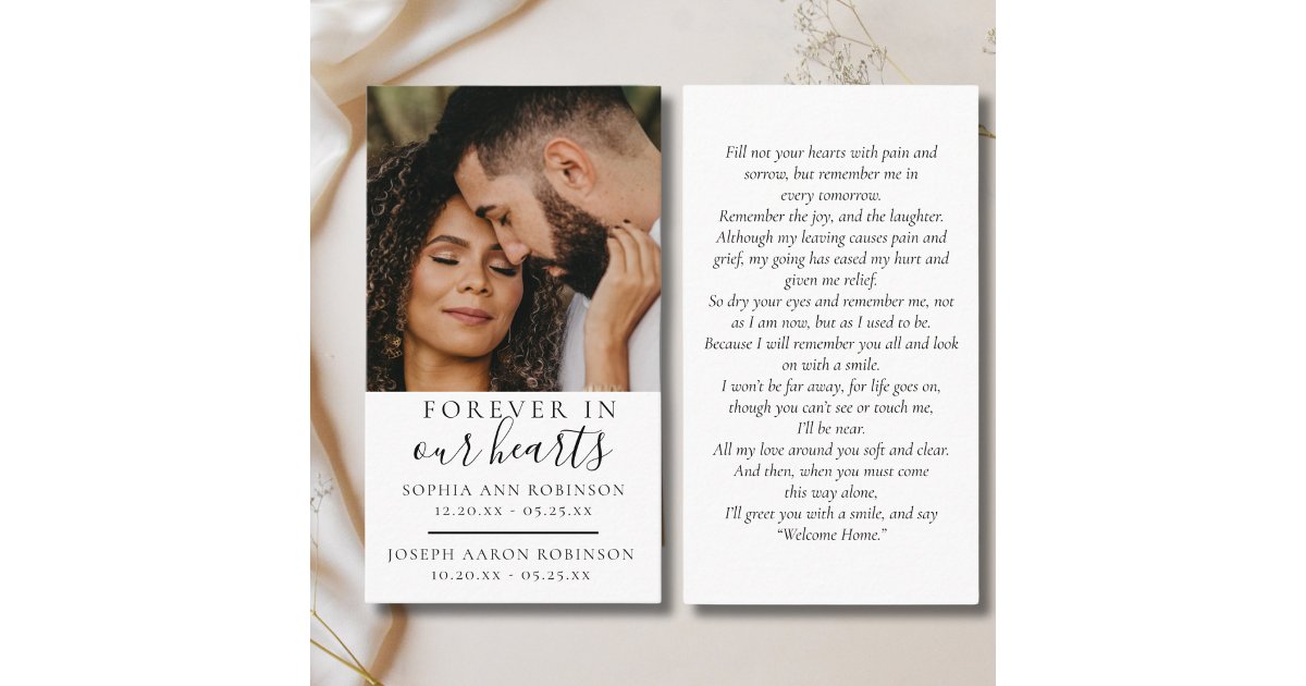 Double Memorial Photo Funeral Prayer Card | Zazzle