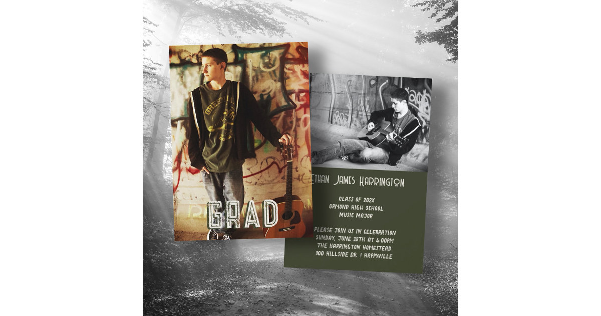 Double Photo Boy Sons Graduation Party Invitation | Zazzle