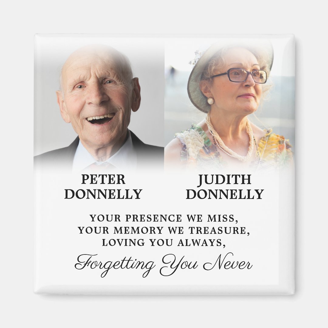 Double Photo Memorial Funeral Favor Magnet | Zazzle