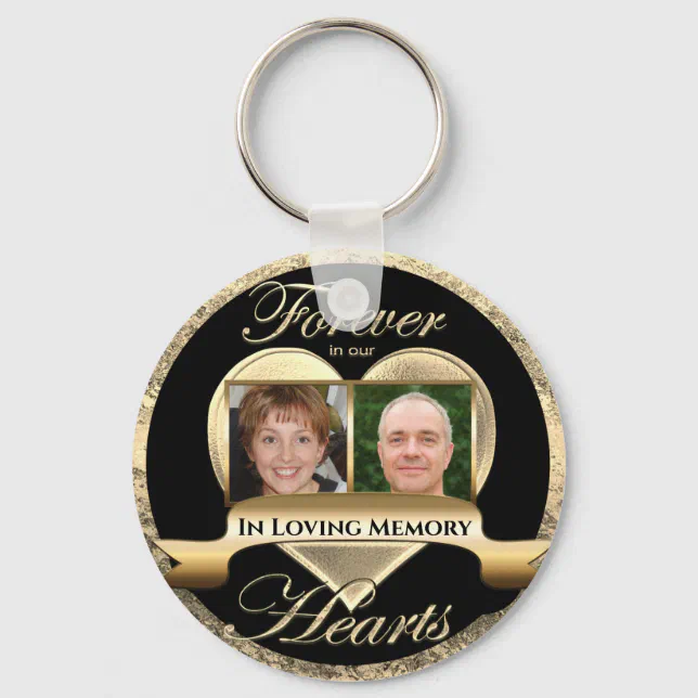Double Photo Memorial in Loving Memory Keychain | Zazzle