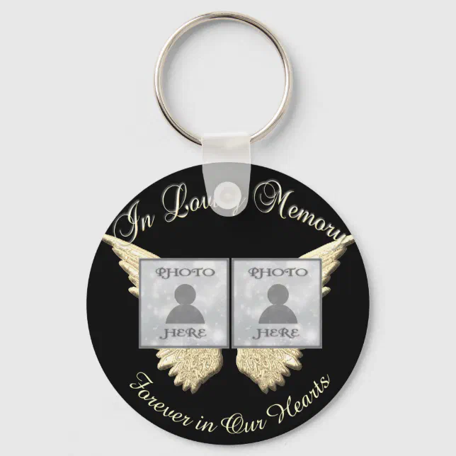 Double Photo Memorial in Loving Memory Keychain | Zazzle