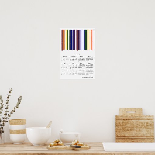 Double Rainbow Barcode 2024 Calendar Poster | Zazzle