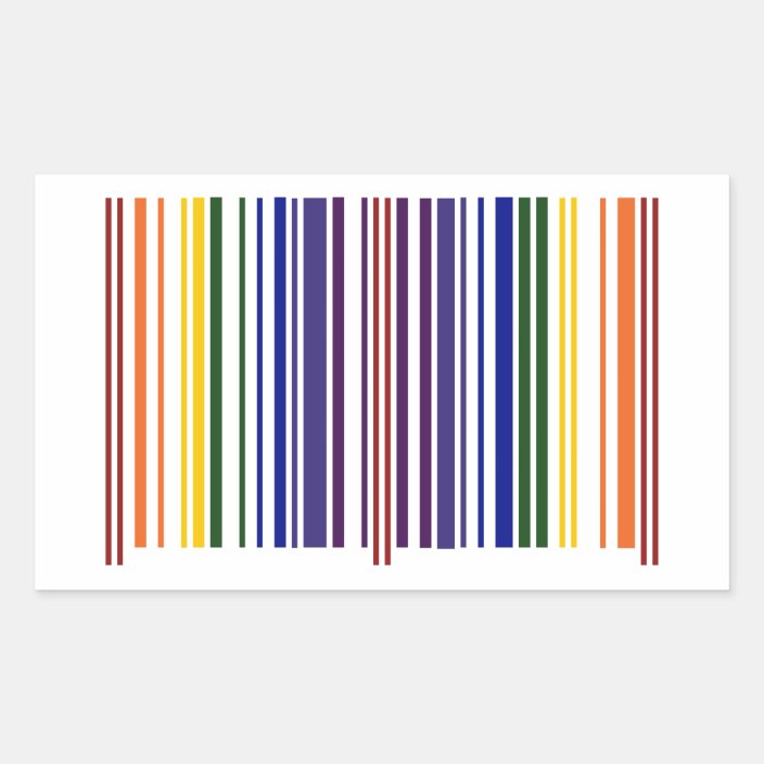 Double Rainbow Barcode Rectangular Sticker | Zazzle.com